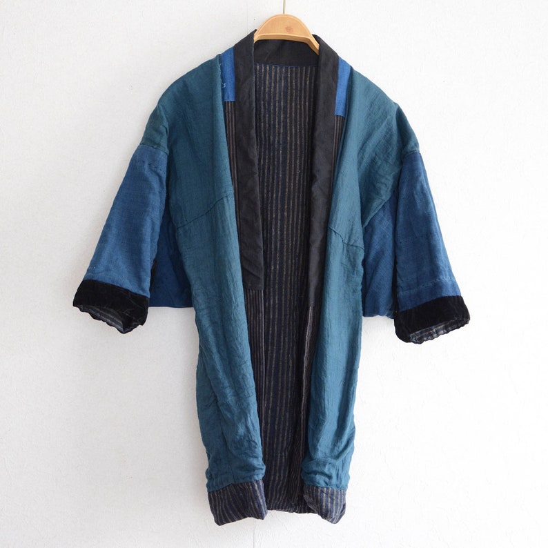 Noragi Jacket Men Kimono Cotton Japanese Fabric Vintage Crazy Pattern ...