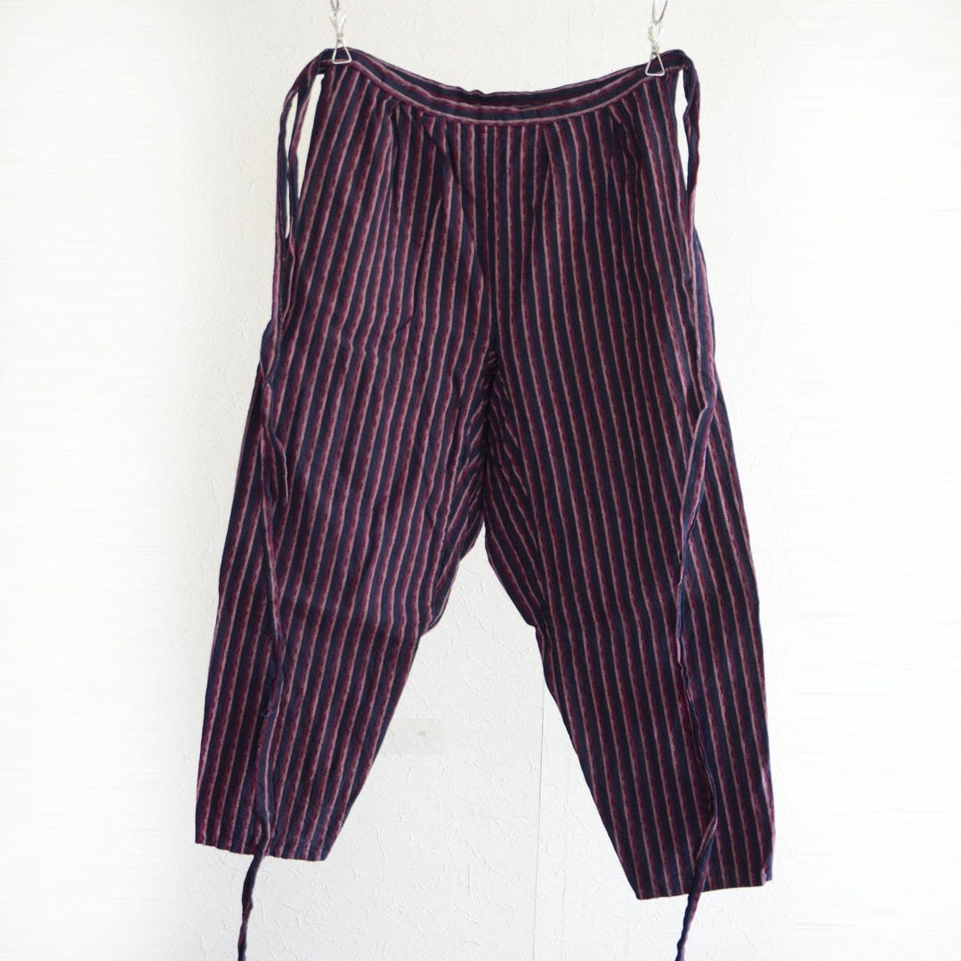 Monpe Pants Noragi Japanese Fabric Vintage Cotton Stripe Pattern Free Shipping - Etsy