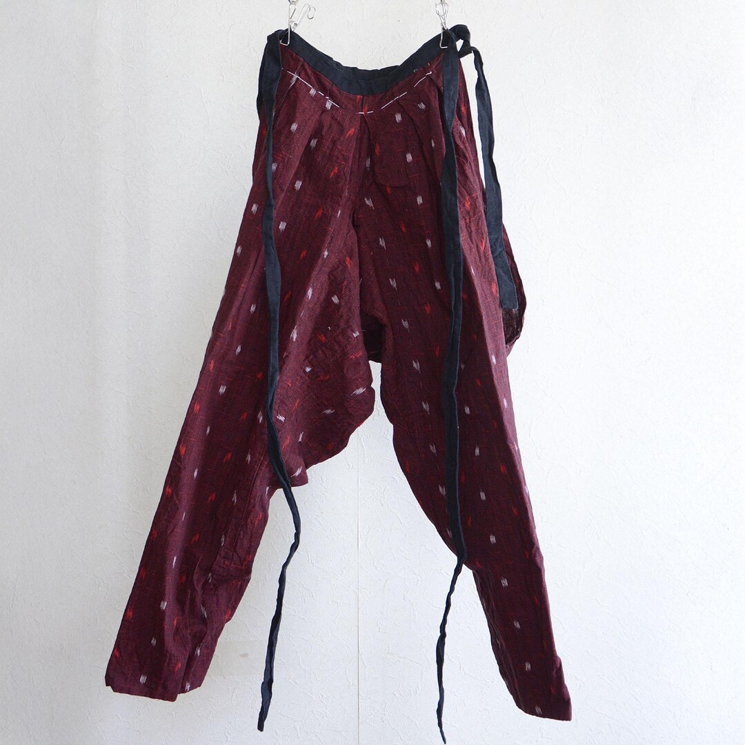 Monpe Pants Noragi Japanese Fabric Cotton Kasuri Ikat Vintage Free ...