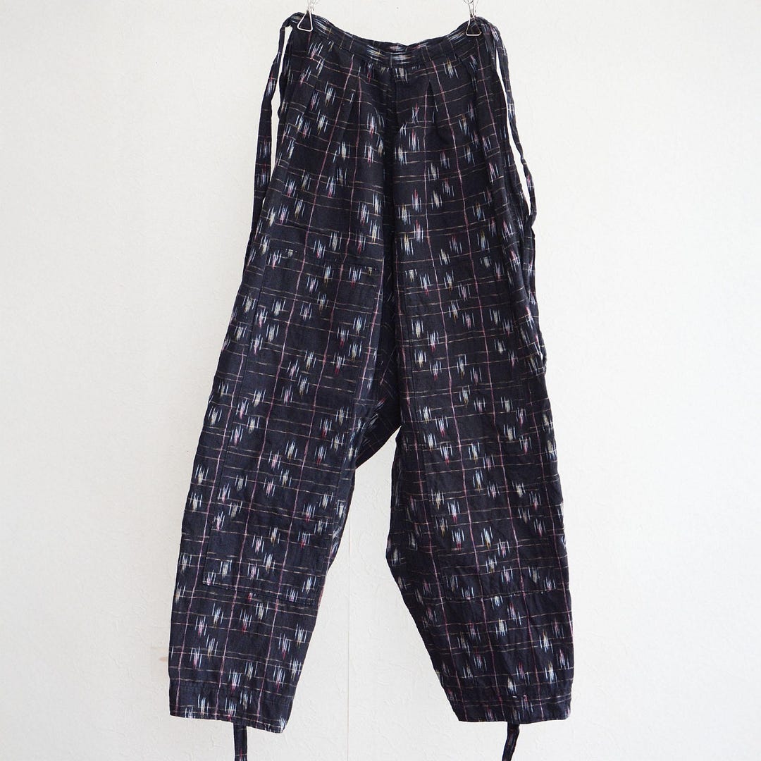 Monpe Pants Noragi Japanese Fabric Vintage Cotton Kasuri Pattern Free ...
