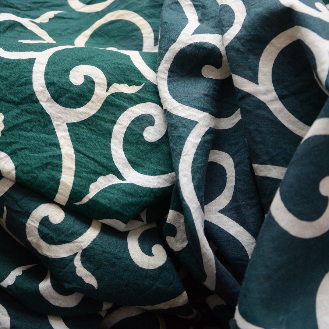 Japanese Fabric Cotton Vintage Furoshiki Wrapping Cloth Karakusa Pattern Sunburn Fade Large Free ...