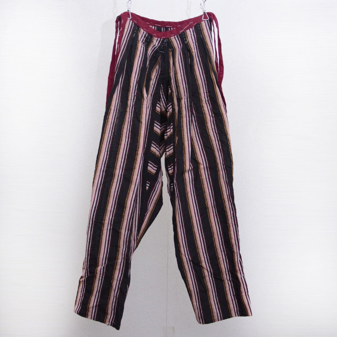 Monpe Pants Noragi Japanese Fabric Vintage Cotton Black Stripe Pattern ...
