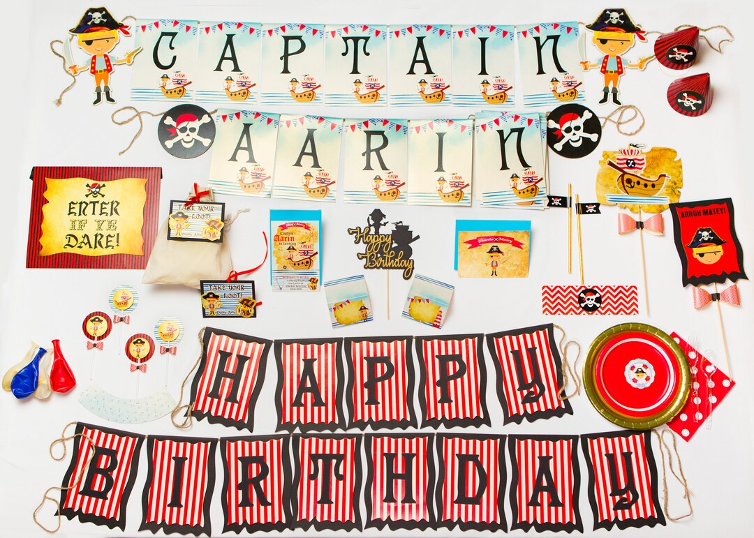 Adventures of a Pirate - Custom Box, Pirate Birthday Decorations ...