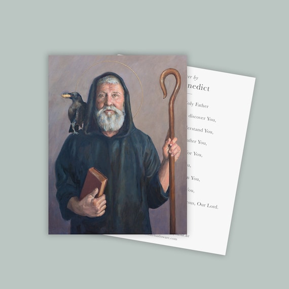 St. Benedict Prayer Card Holy Card Saint Benedict of Norcia - Etsy