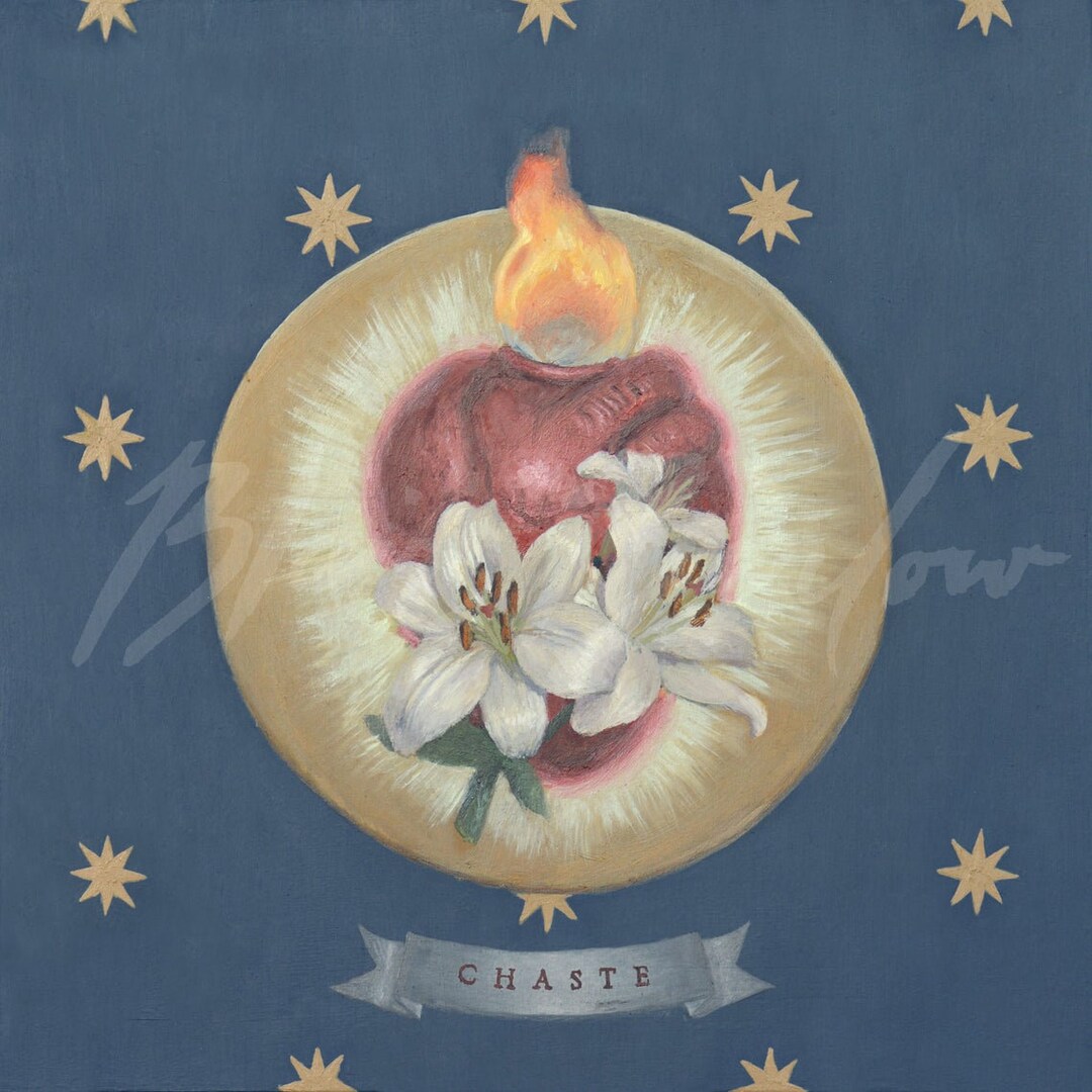 Chaste Heart Print, Catholic Wall Art, Painting, Chaste Heart of St ...