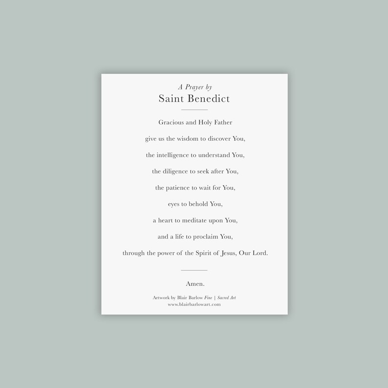 St. Benedict Prayer Card, Holy Card, Saint Benedict of Norcia - Etsy