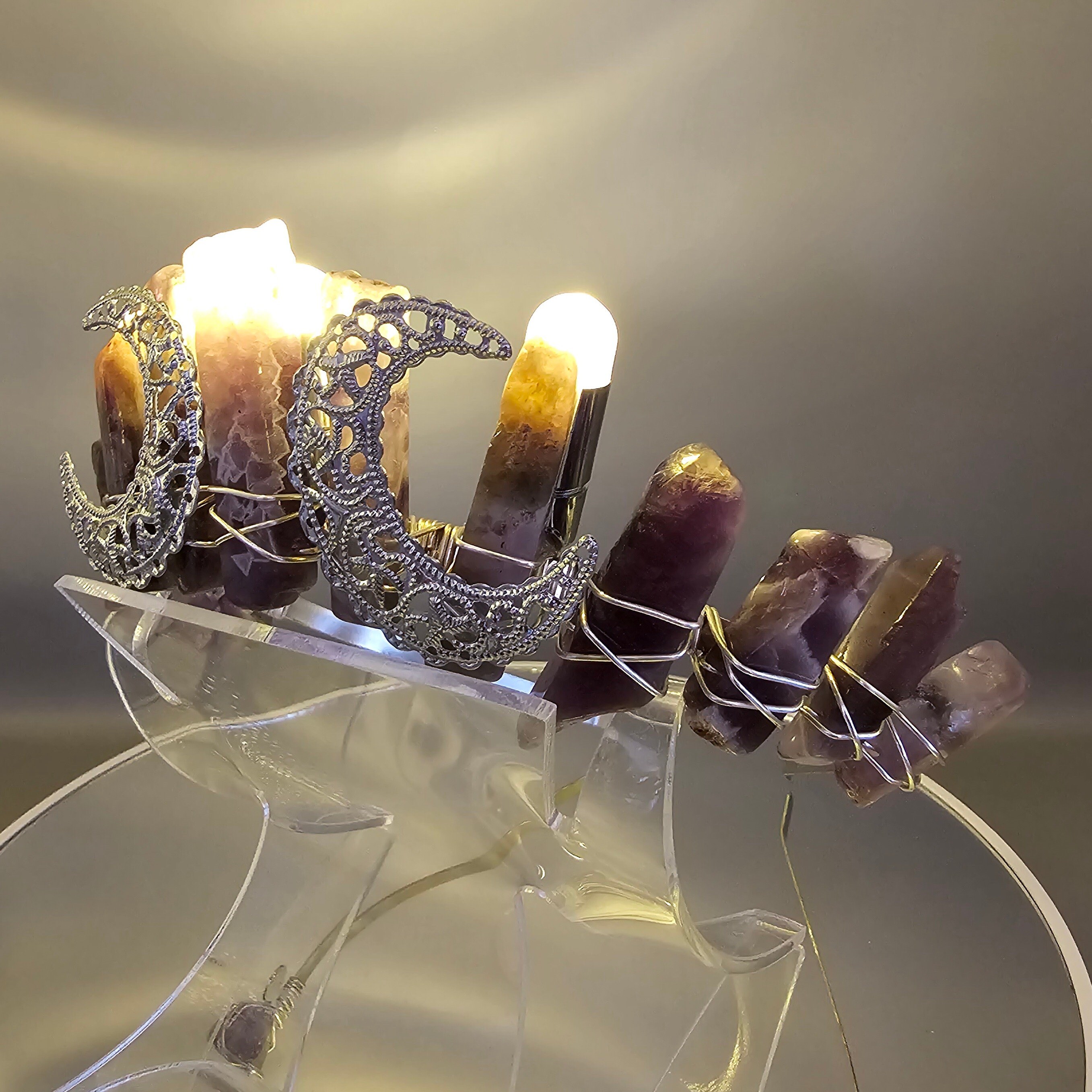 Light up Crystal Crown With Amethyst Crystals, Electric LED Goddess ...