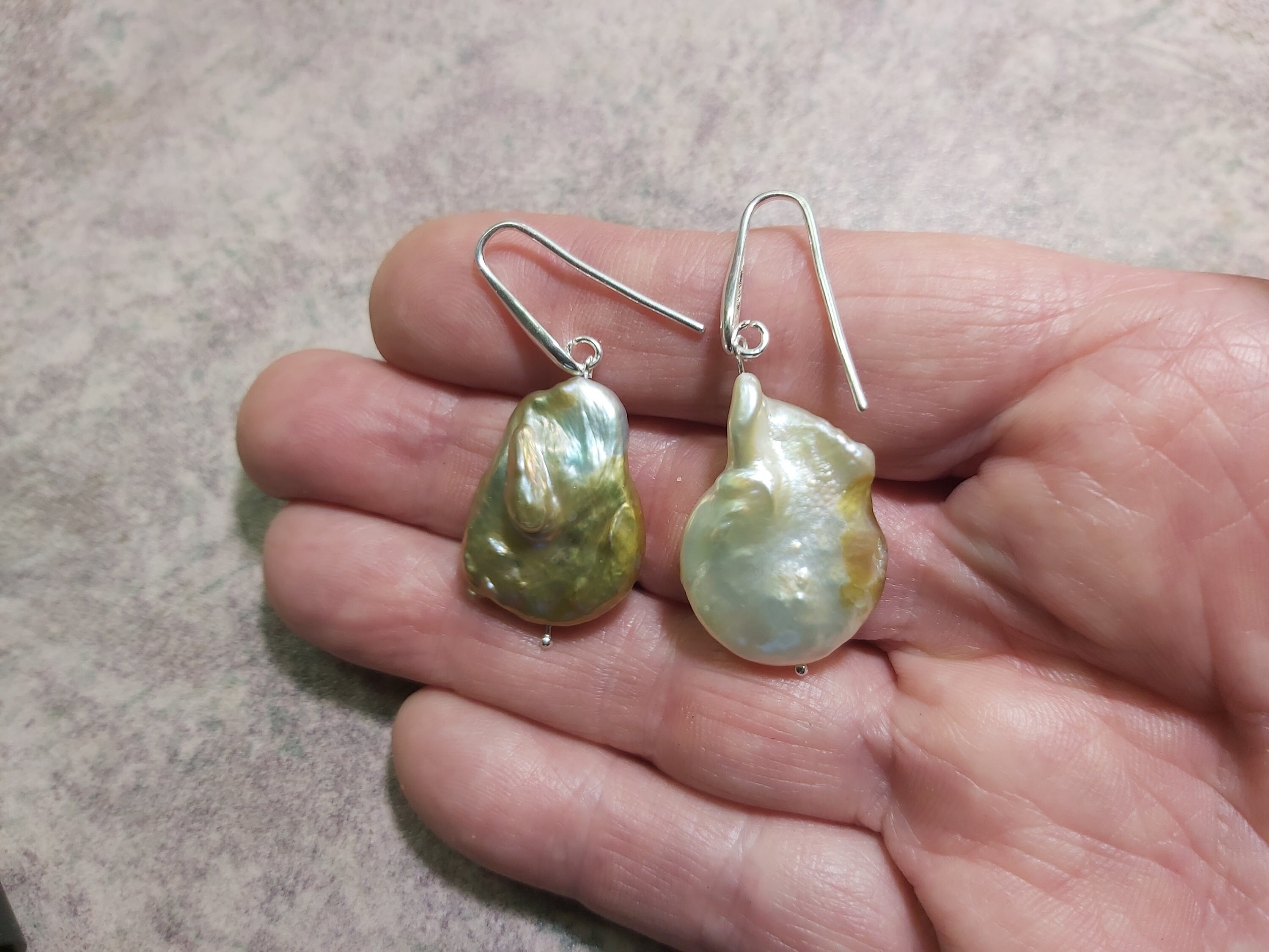 Perlas barrocas de color marrón rosa 28x20mm y pendientes de gota de ...