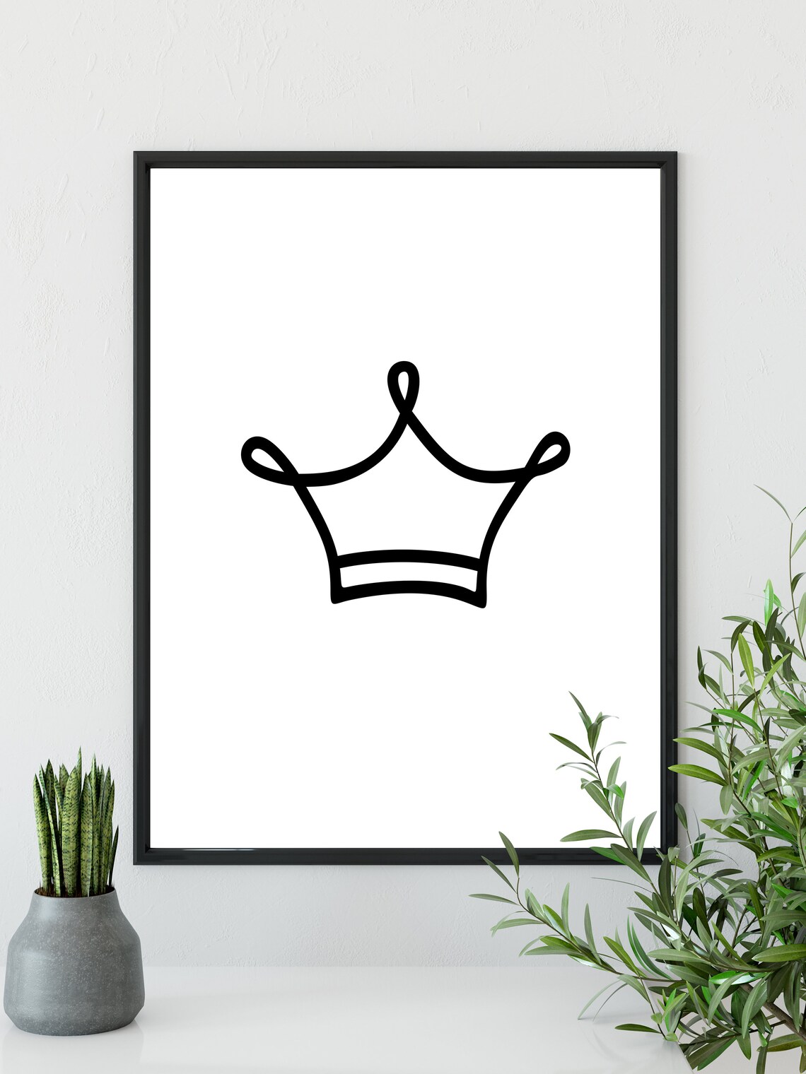 Hand Drawn Crown Wall Art Printable Art Poster Black and - Etsy