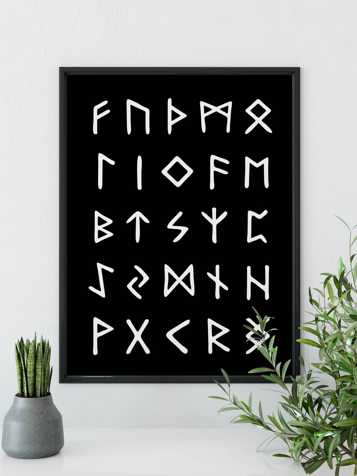 Viking Runes, Wall Art, Printable Art, Viking Alphabet, Black and White ...