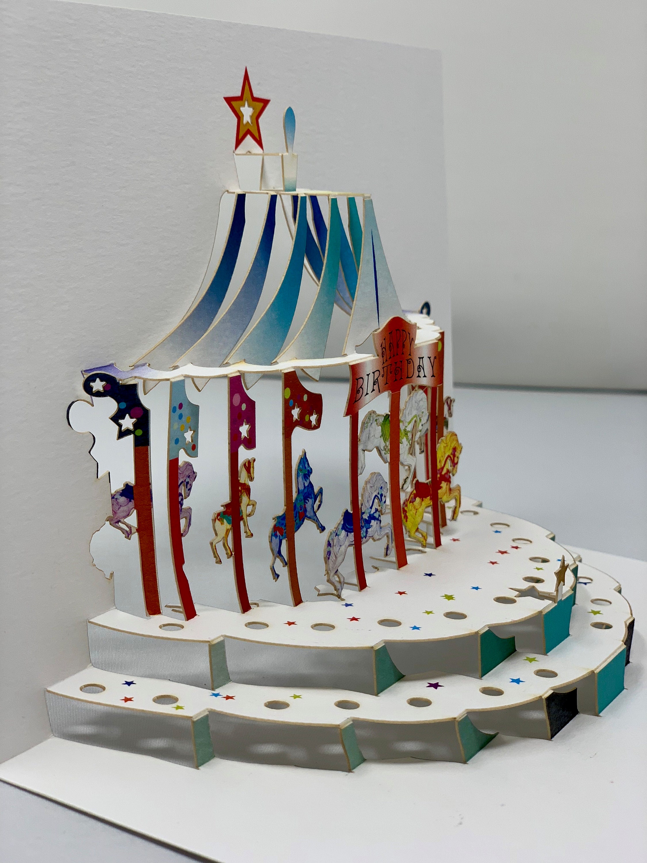 Happy Birthday Carousel Pop up Laser Cut Card Designed by One Artist - Etsy