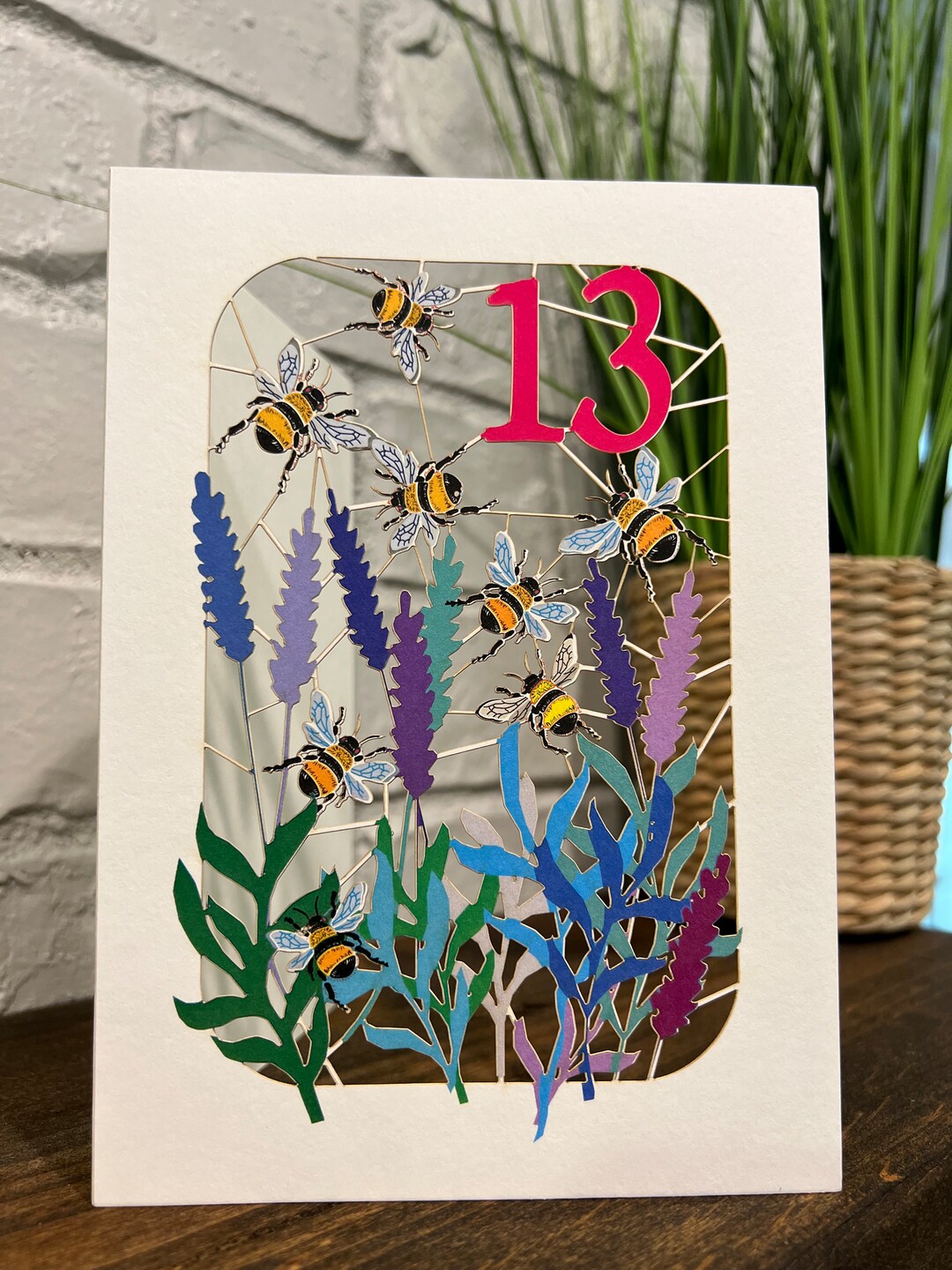 Happy 13th Birthday Laser Cut Bee Card - Etsy