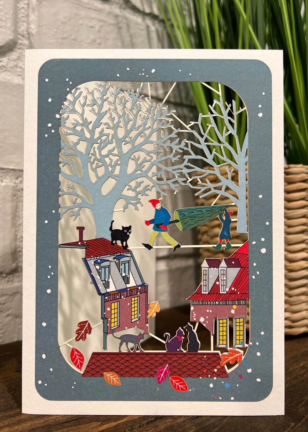 Family Christmas Town Laser Cut Card - Etsy