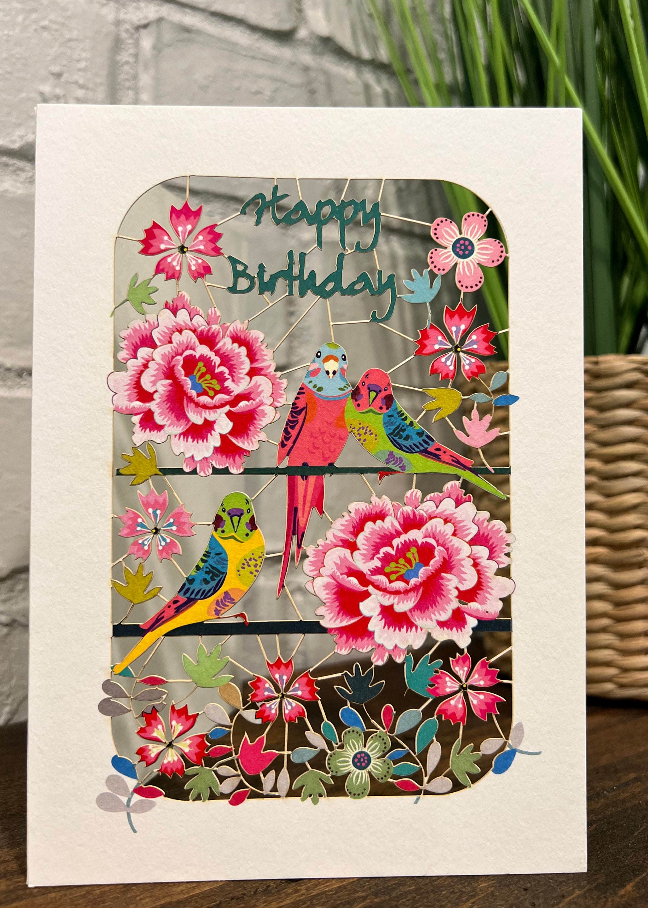 Happy Birthday Parakeet Laser Cut Greeting Card - Etsy