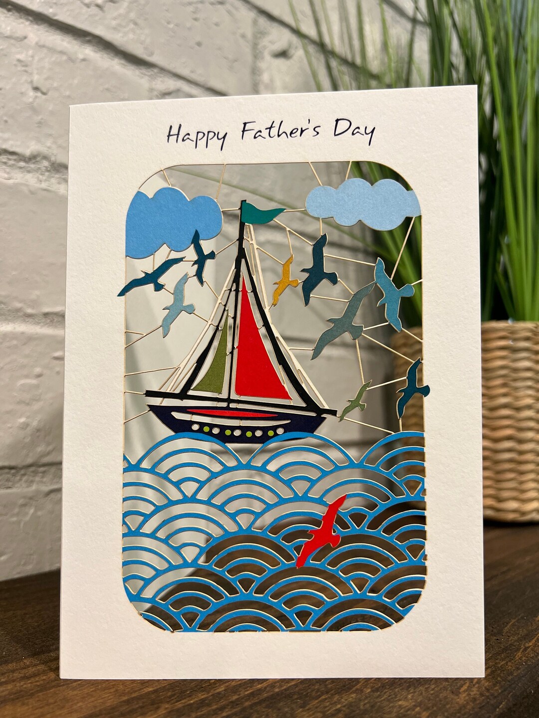 Happy Fathers Day Sailboat Laser Cut Card - Etsy