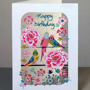 Happy Birthday Parakeet Laser Cut Greeting Card - Etsy