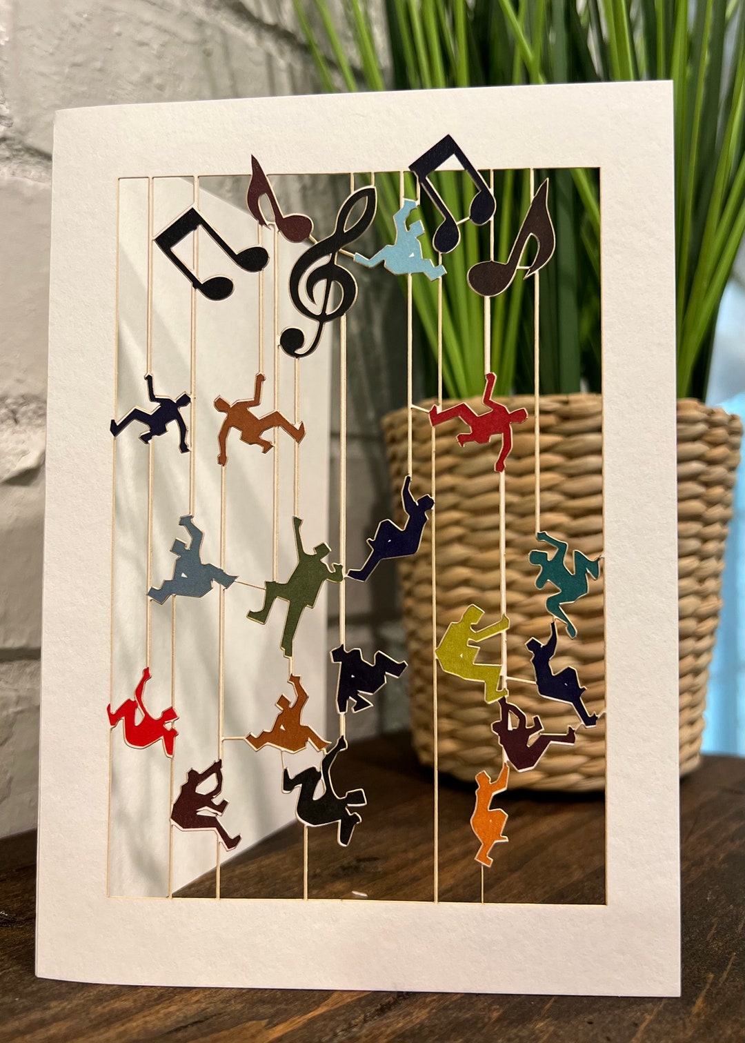 Musical Notes With People Climbing up Strings Laser Cut Card - Etsy
