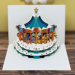 Happy Birthday Carousel Pop up Laser Cut Card Designed by One Artist - Etsy