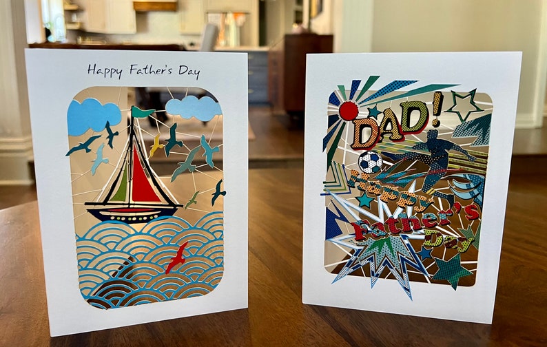 Happy Fathers Day Sailboat Laser Cut Card - Etsy