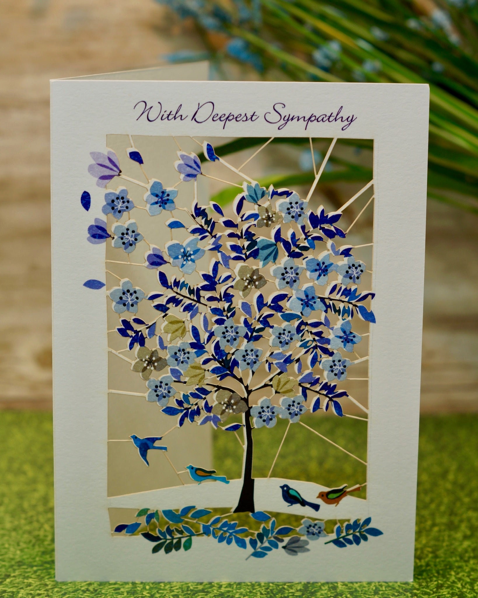 Sympathy Blue Flower Tree Laser Cut Card - Etsy