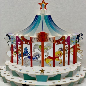 Happy Birthday Carousel Pop up Laser Cut Card Designed by One Artist - Etsy