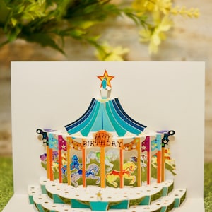 POP96 Happy Birthday Carousel Pop up Greeting Card - Etsy