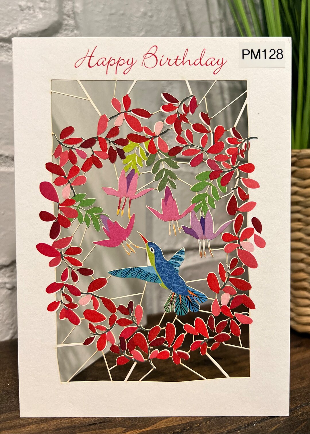 Happy Birthday Hummingbird in Flower Wreath - Etsy