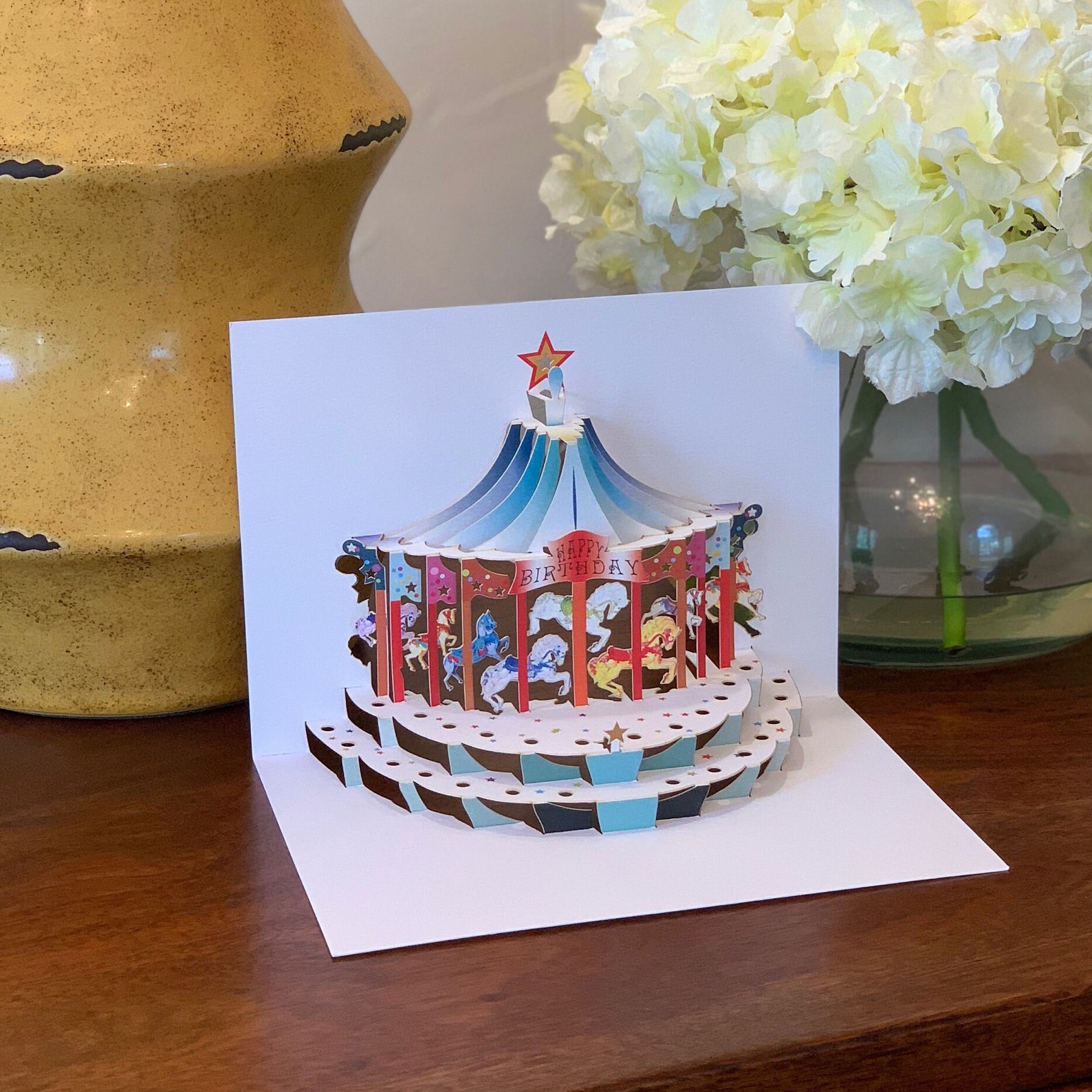 Happy Birthday Carousel Pop up Laser Cut Card Designed by One Artist - Etsy