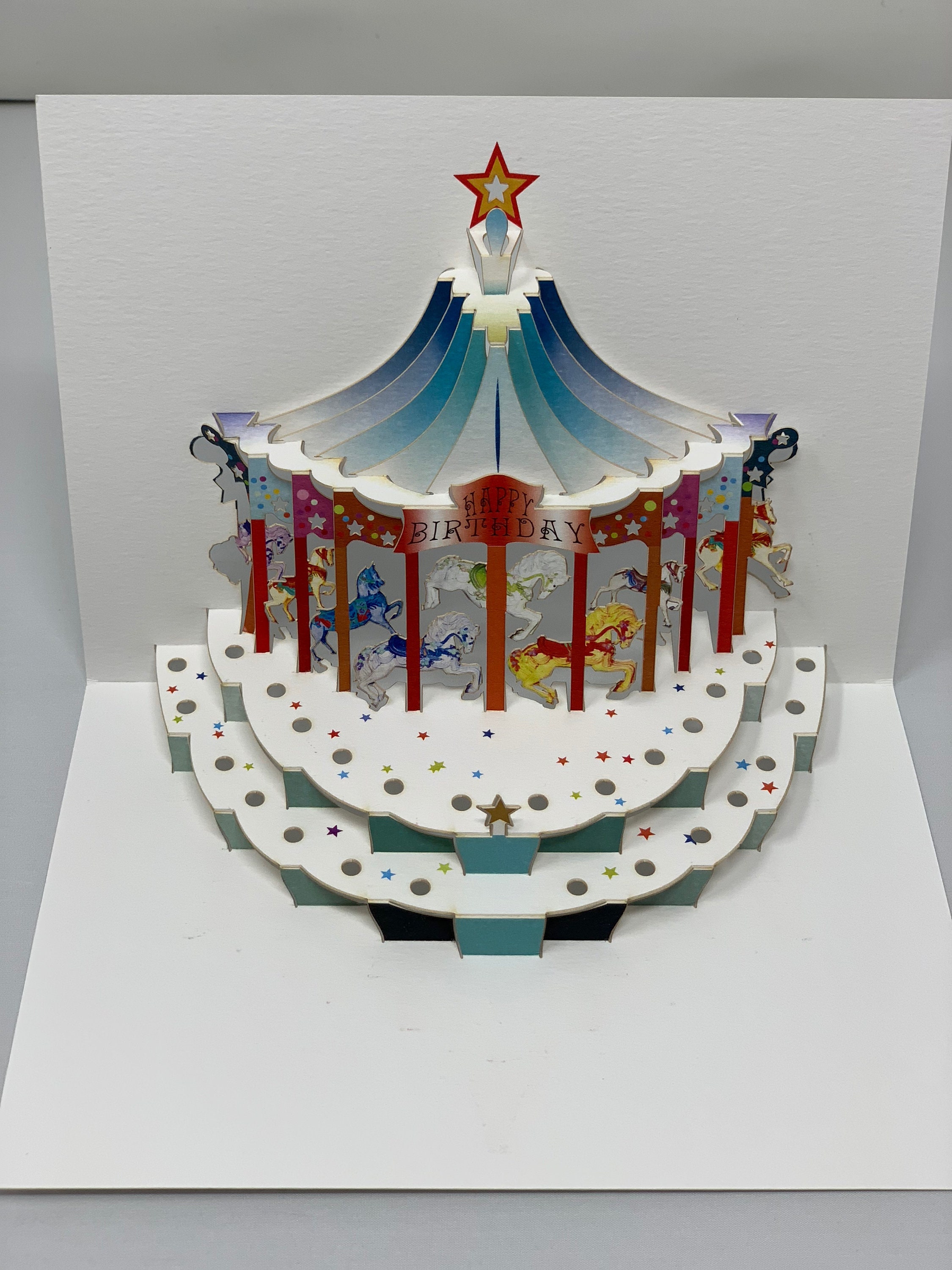 Happy Birthday Carousel Pop up Laser Cut Card Designed by One Artist - Etsy