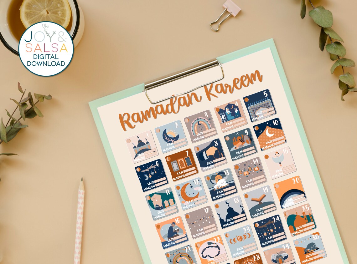 Ramadan Calendar With Fill-in Times for Fajr and Maghrib - EID Decor ...