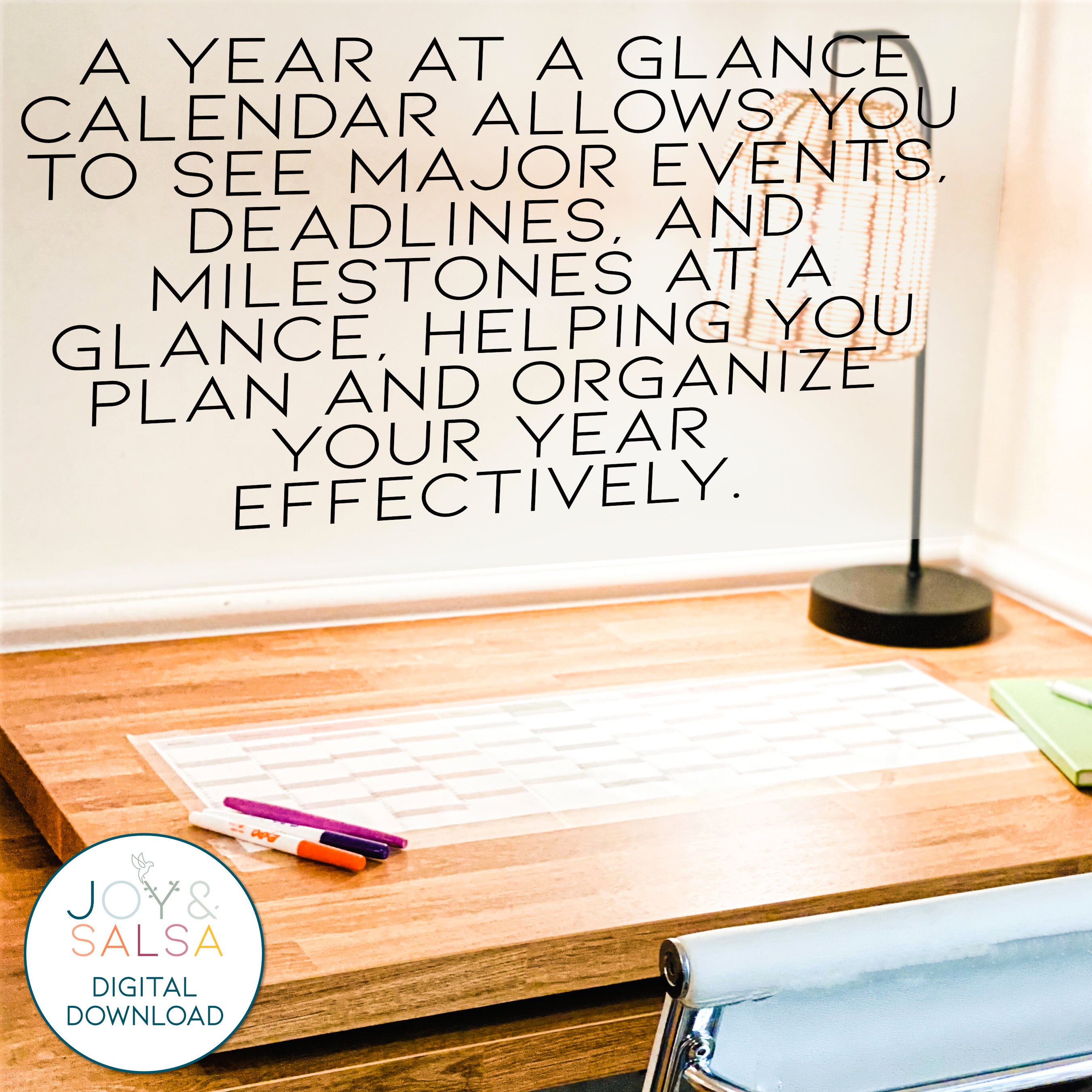 2024 Printable Year at A Glance Calendar ADHD Approved Printable ...