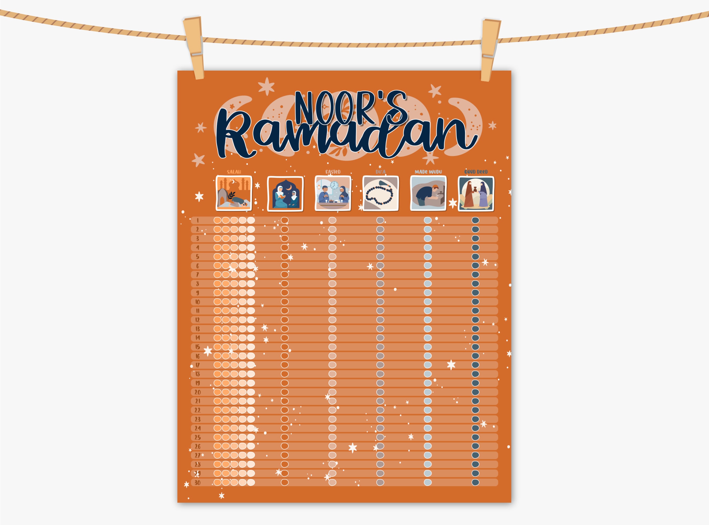 Personalized Ramadan Tracker for Kids and Adults EID Decor - Etsy