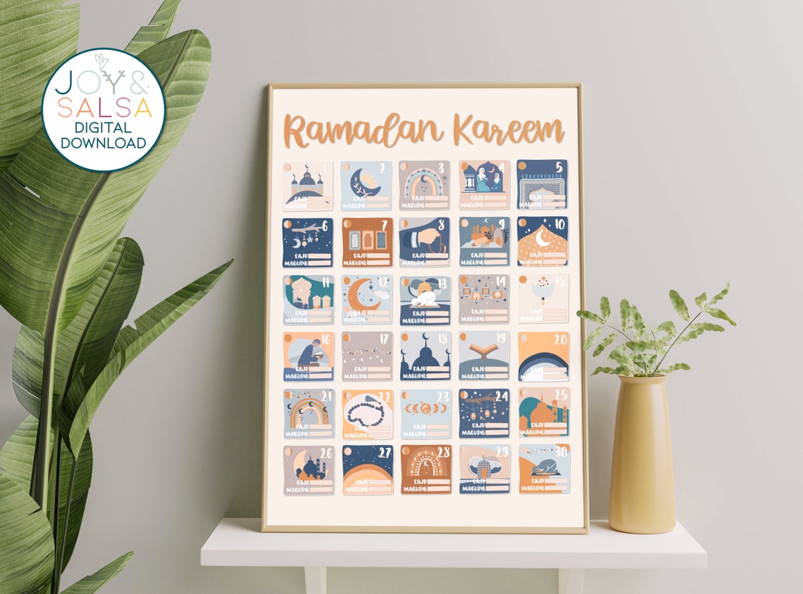 Ramadan Calendar With Fill-in Times for Fajr and Maghrib - EID Decor ...