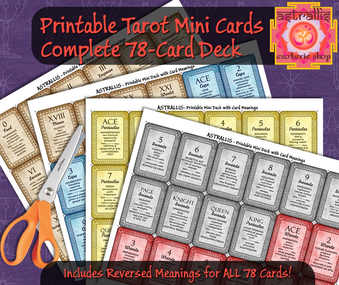 Printable Tarot Cards | Full 78 Printable Tarot Deck | Tarot Deck ...