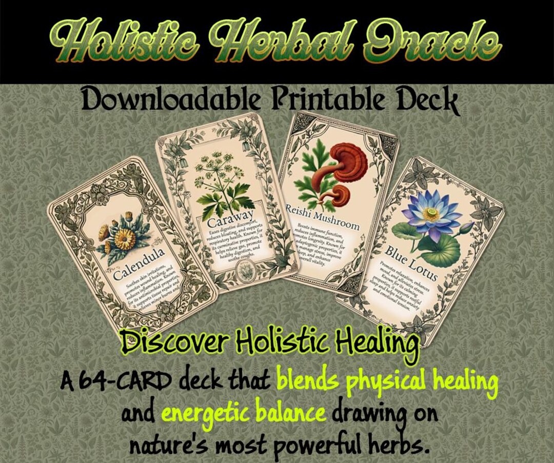 Holistic Herbal Oracle Cards – Printable 64-card Deck for Healing ...