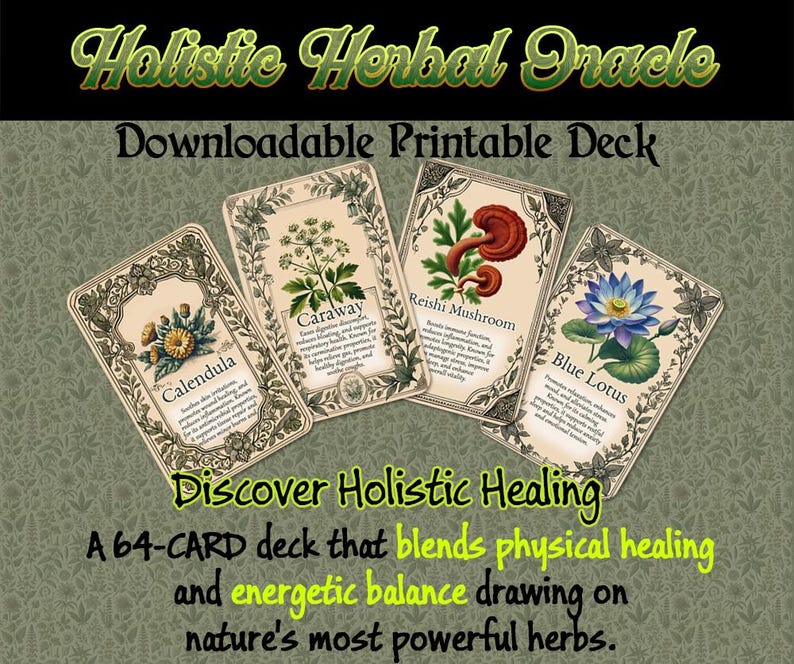 Holistic Herbal Oracle Cards – Printable 64-card Deck for Healing ...