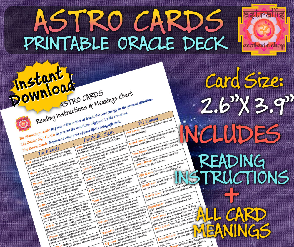 Astro Cards Oracle Deck | Printable Astrology Cards |astrology Deck - Etsy