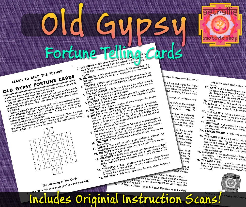 Old Gypsy Fortune Telling Cards | Printable Gypsy Cards | Gypsy Fortune ...