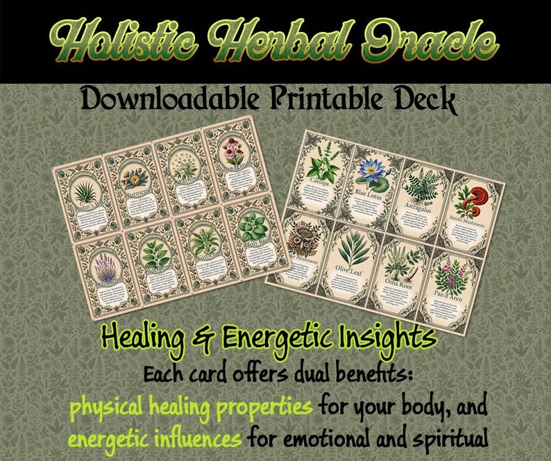 Holistic Herbal Oracle Cards – Printable 64-card Deck for Healing ...