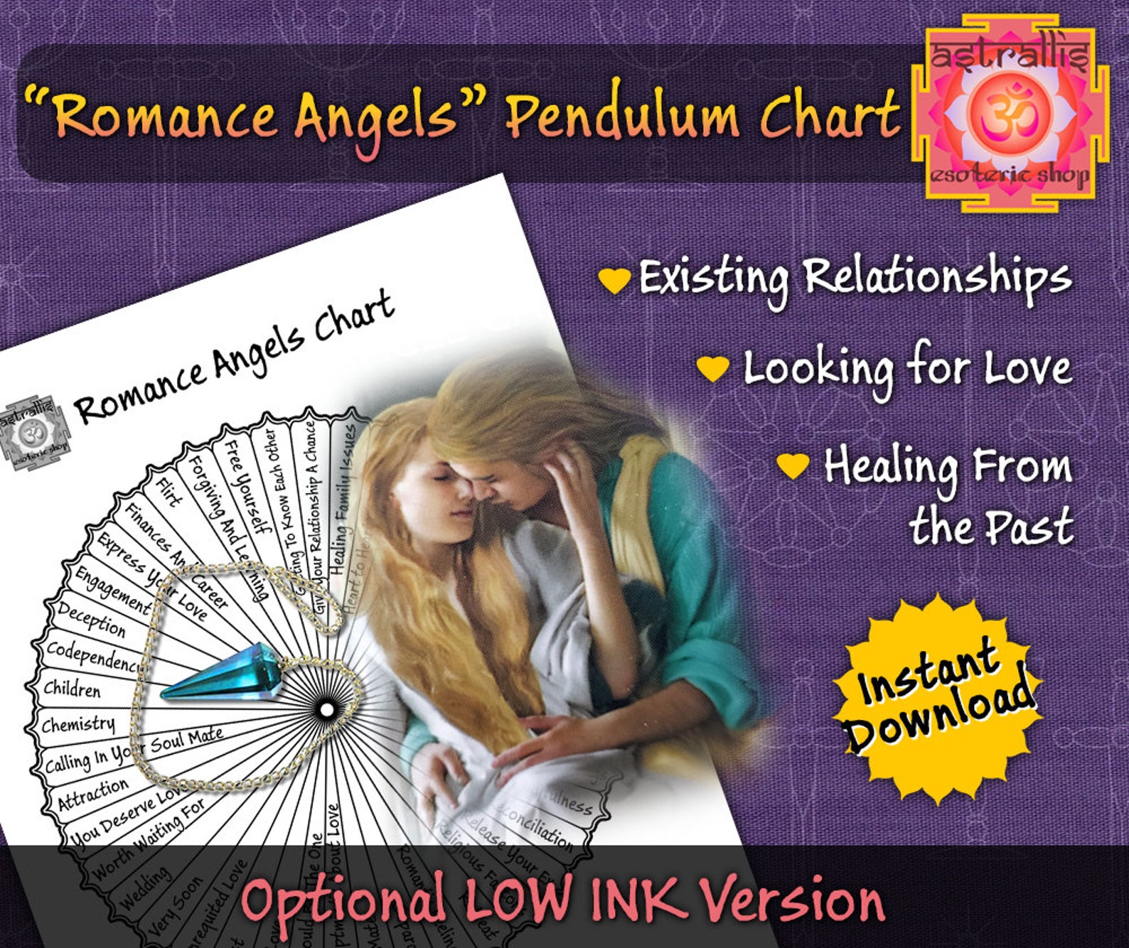 Romance Angels Pendulum Chart Pendulum Divination Chart - Etsy