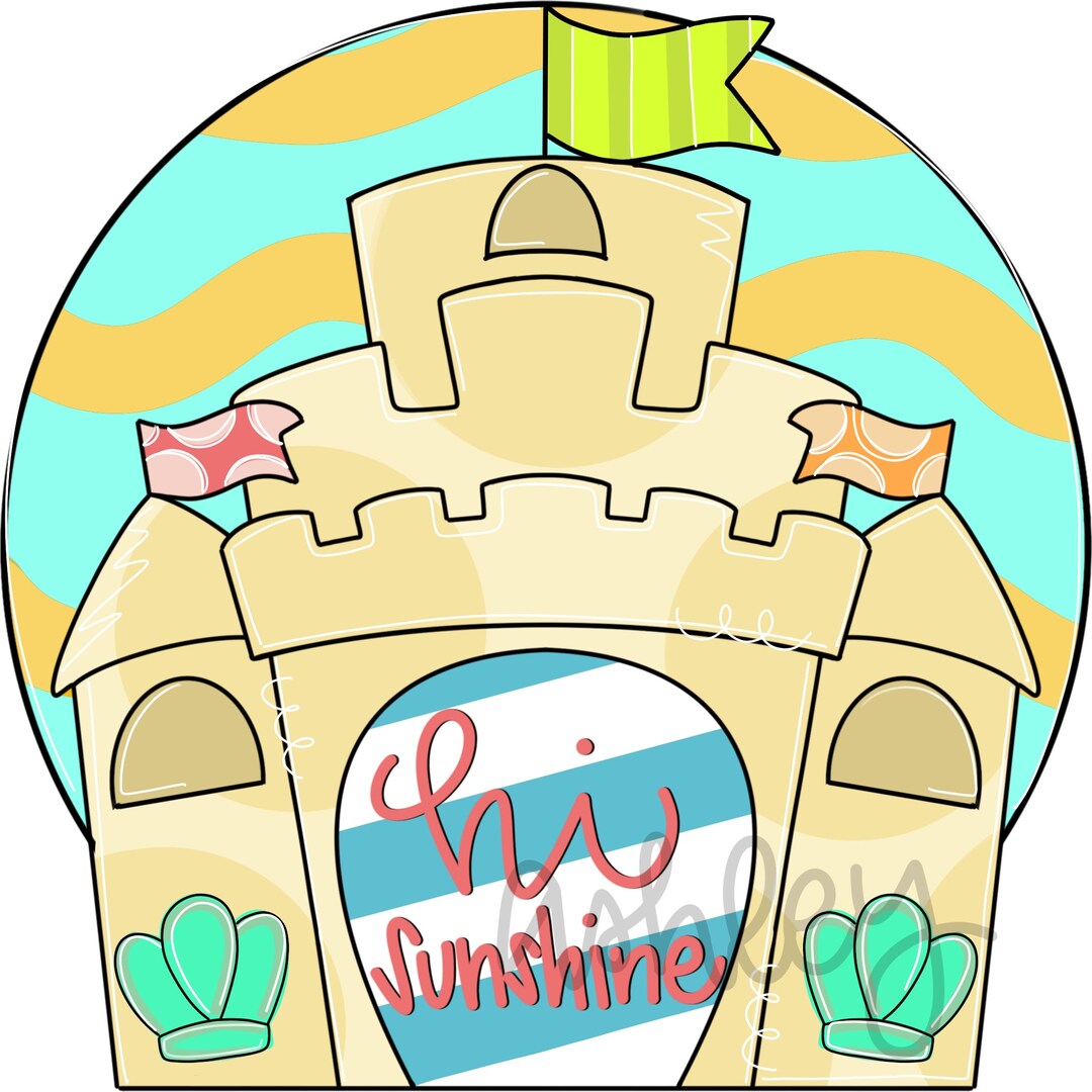 Door Hanger Template: Sand Castle| Door Hanger Template, Digital ...