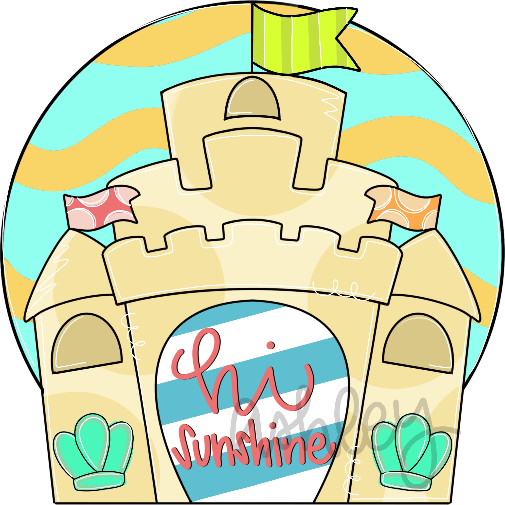 Door Hanger Template: Sand Castle| Door Hanger Template, Digital ...