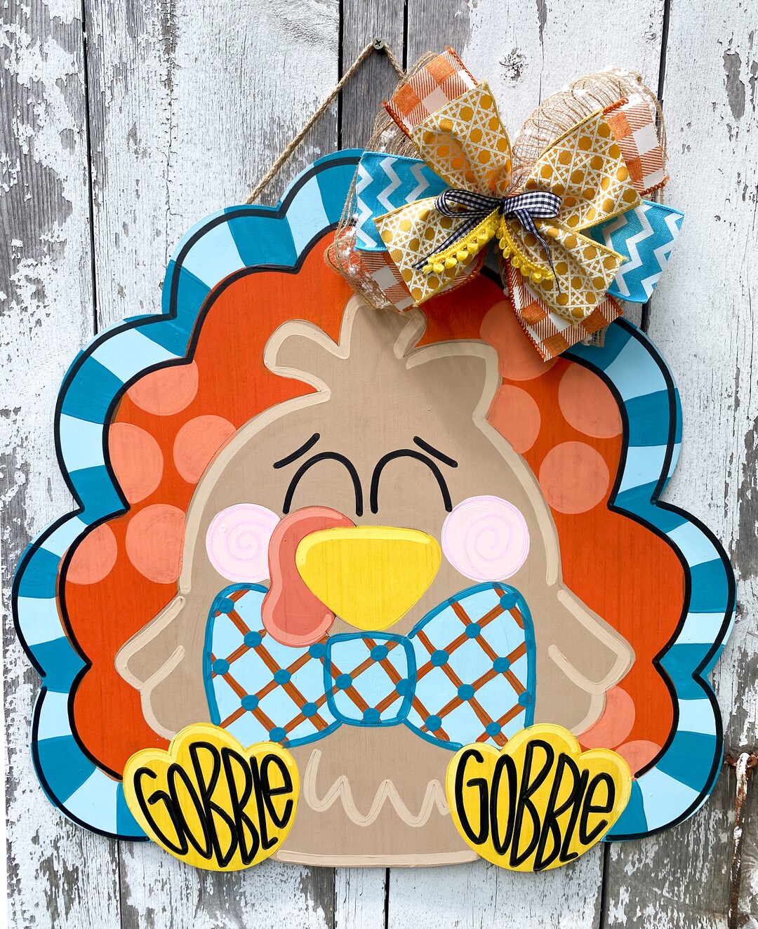 Thanksgiving Front Door Decor, Turkey Front Door Wreath, Turkey Door ...