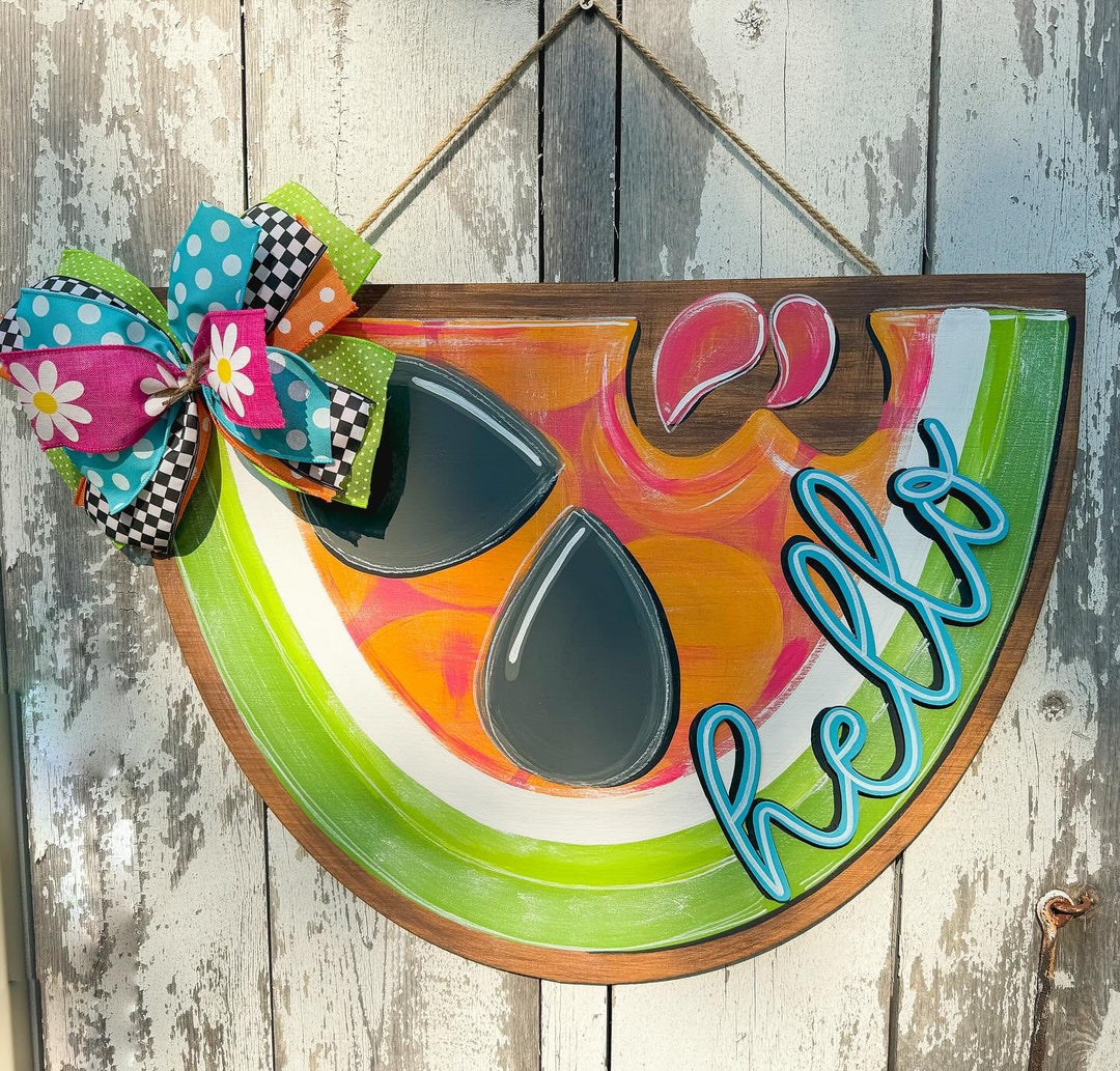 Watermelon Door Hanger, Summer Decor, Summer Sign, Watermelon Door ...