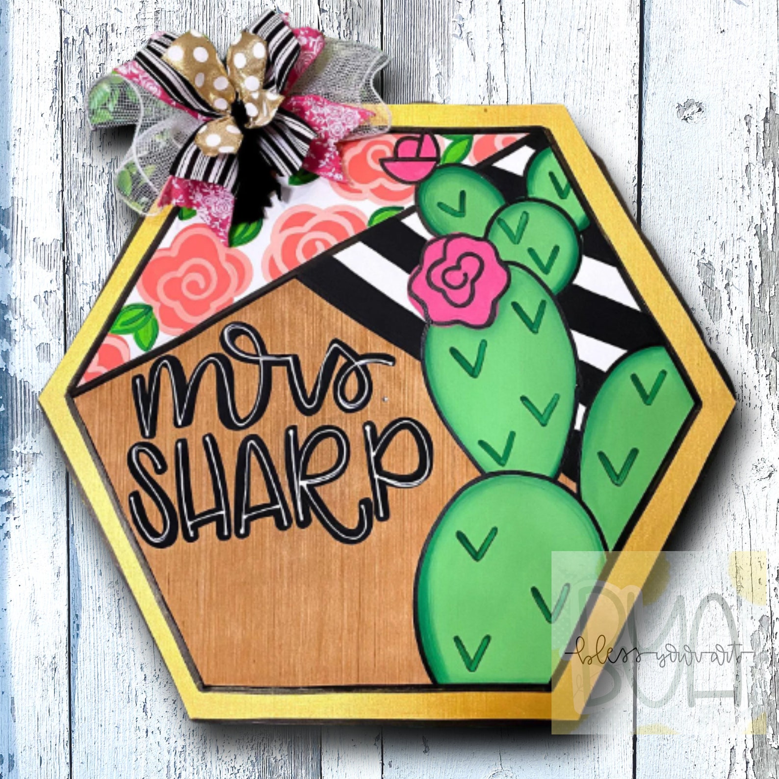 Cactus Door Decor Boho Welcome Cactus Cactus Door Sign - Etsy