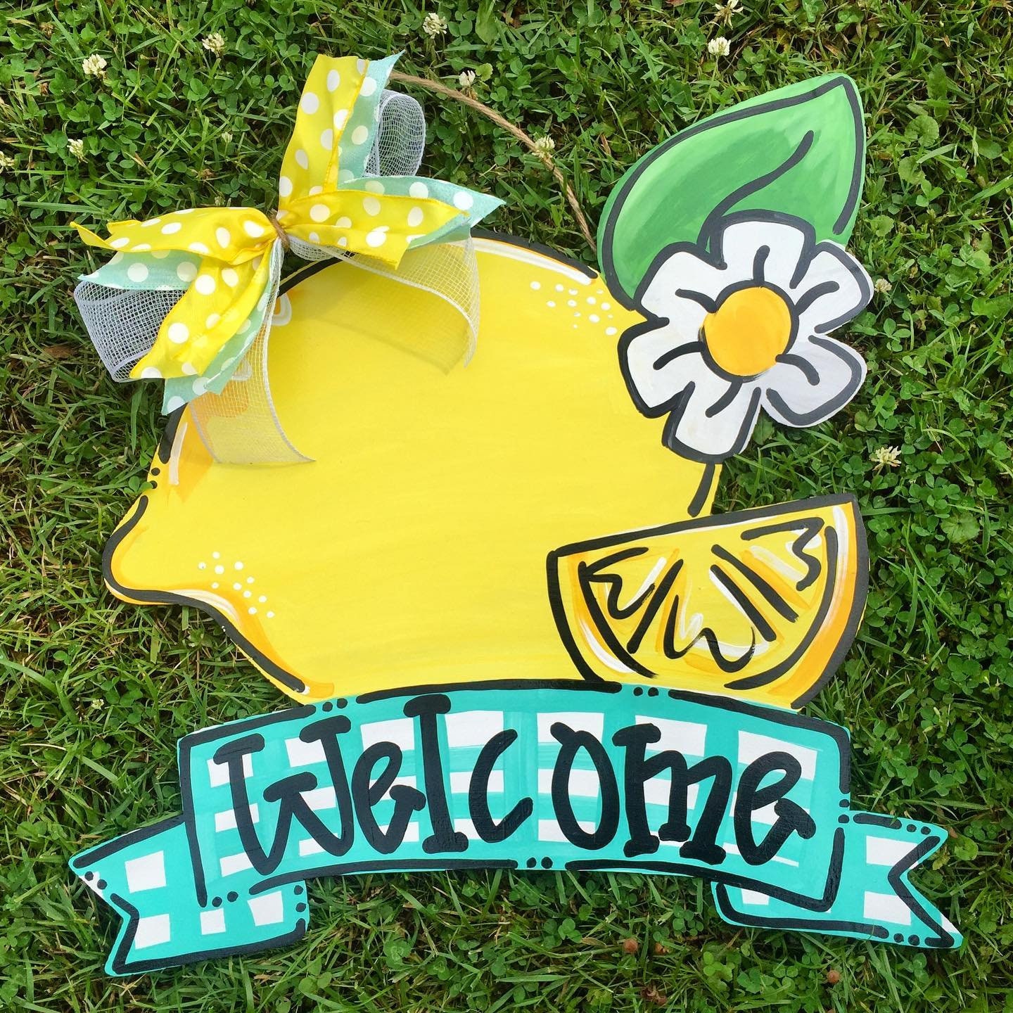 Welcome Lemon Door Hanger Summer Door Hanging Porch Sign - Etsy