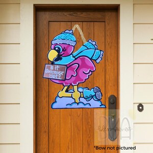 Winter Door Decor, Flamingo Door Hanger, Winter Door Wreath, Flamingo ...