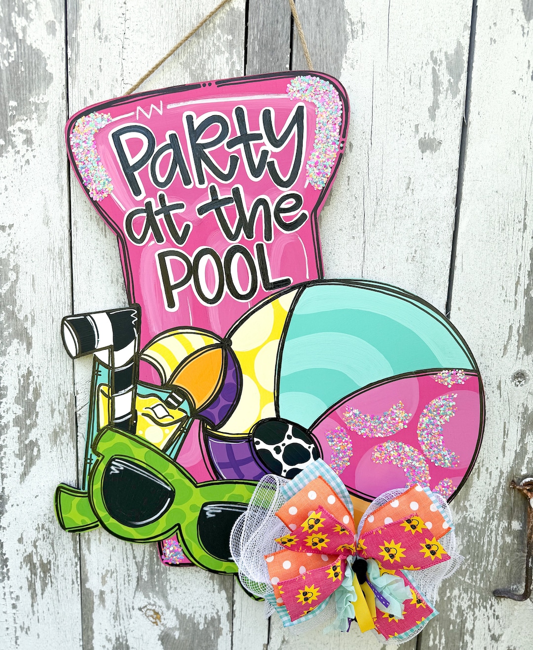 Pool Sign, Pool Door Hanger, Patio Decor, Summer Wreath, Pool Wreath ...