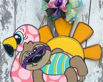 Summer Flamingo Door Hanger - Etsy