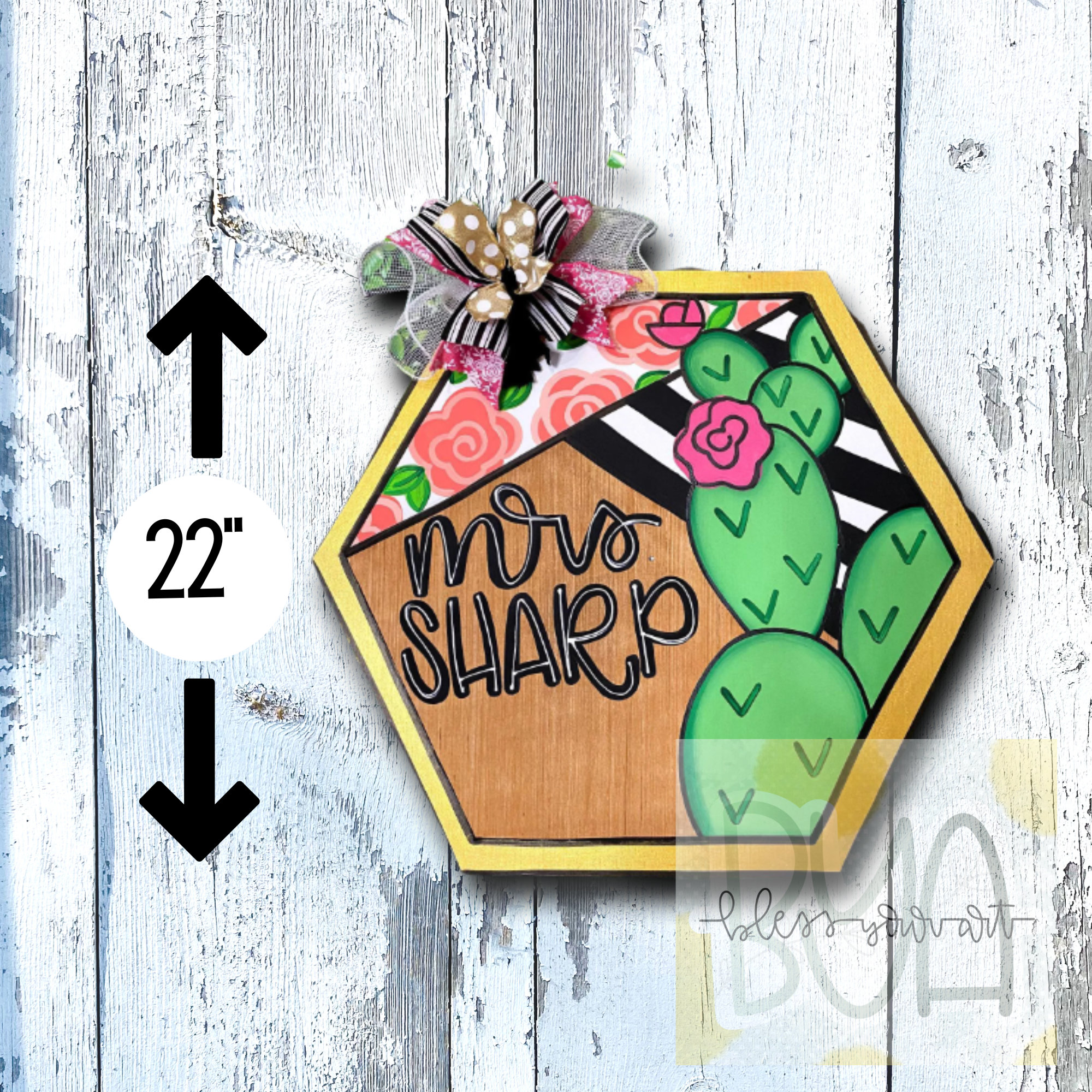 Cactus Door Decor Boho Welcome Cactus Cactus Door Sign - Etsy